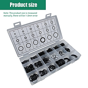 gunhunt 300 PCS Car Seal Ring Classification Kit, 18 Sizes of High Pressure and High Temperature Resistant Rubber O-Rings, Car Air Conditioner A/C Repair Gasket Seal Ring, Universal for Cars (Black)