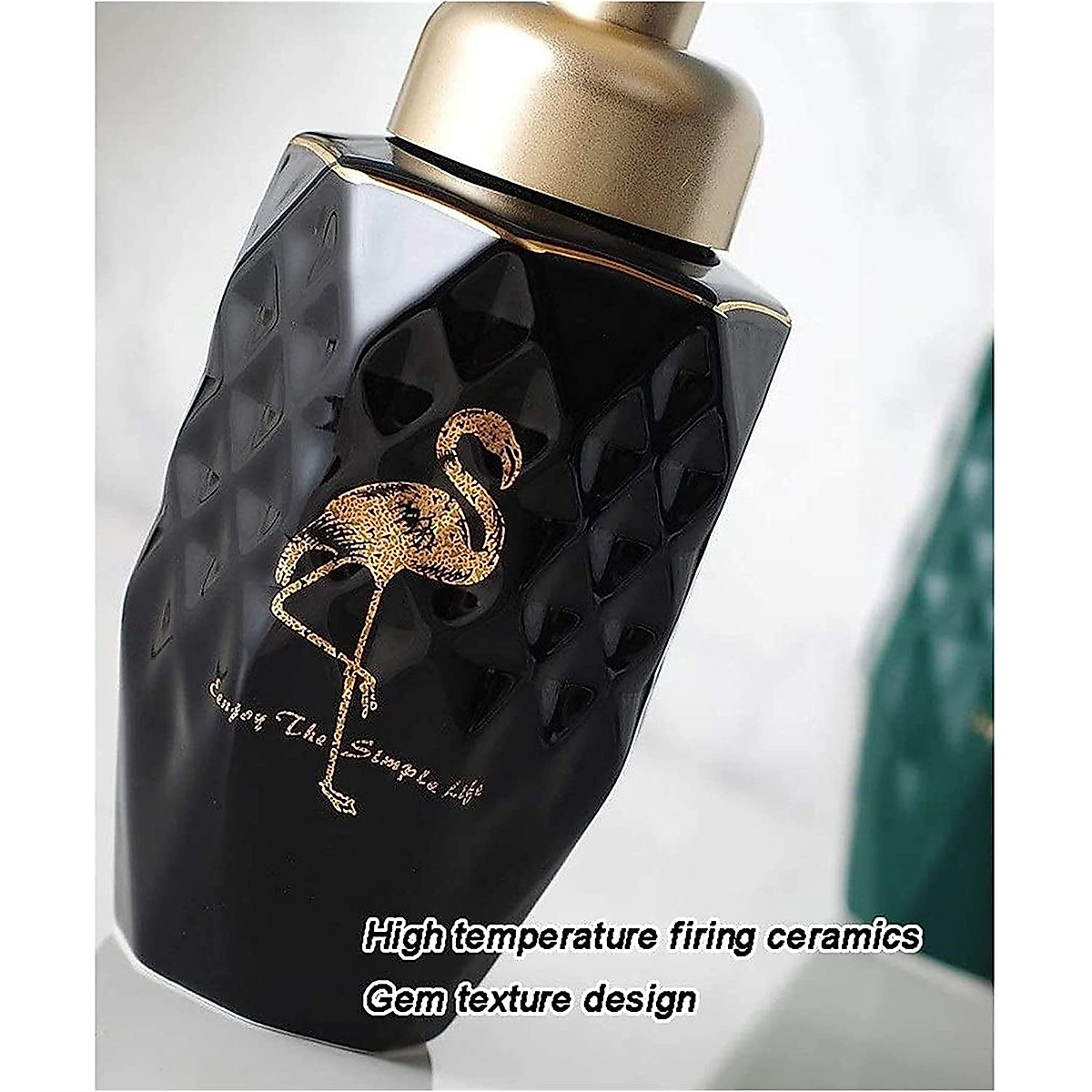 Bottles Bottle Black Ceramics Soap Dispenser Foaming Soap Dispenser with Pump for Kitchen Or Bathroom Counter-top Dispenser Holder