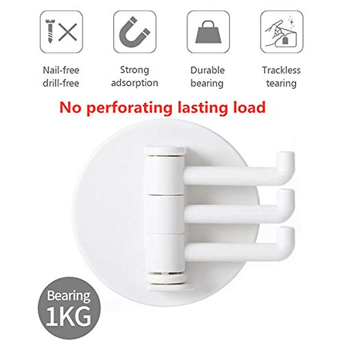 (4 pcs) Self-Adhesive Wall Hook,180 Degree Rotatable Strong Stick Hooks Seamless Scratch Mirror Organize and Decorate Your Dorm Bathroom Office