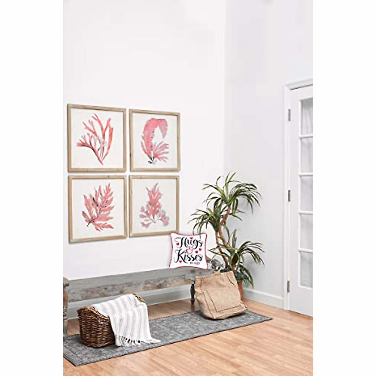 C&F Home Hugs & Kisses Embroidered Throw Pillow Red 10" X 10" Valentines Soft Woven Pillow with Filling for Couch Sofa Bed Chair Cotton Decor Decoration 10 x 10 Red