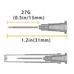 27 Gauge 1/2 Inch Needle,100 PCS Luer Lock Industrial Dispensing Accessories Needles,Individually Wrapped
