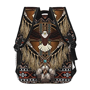 MANQINF Native American Indian Backpack,Retro Bookbags Laptop Bag Shoulder Bags Travel Hiking Camping Daypack for Men Women