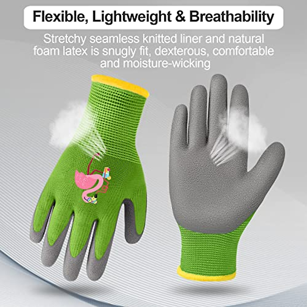 HIYZI 6 Pairs Kids Gardening Gloves Children Yard Work Glove Rubber Coated Protective Gloves for Toddlers Youth Girls Boys Outdoor (Small (Age 3-5))