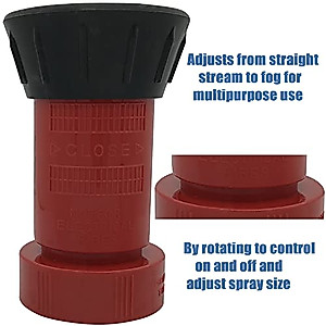 Happy Tree 1-1/2" NST/NH Fire Hose Nozzle Spray Polycarbonate Jet Fog Industrial Fireman 1.5" Nozzle 75 gpm Fire Equipment FHSN02