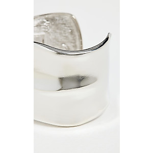 Kenneth Jay Lane Women's Thick Satin Silver Hinged Cuff Bracelet, Satin Silver, One Size