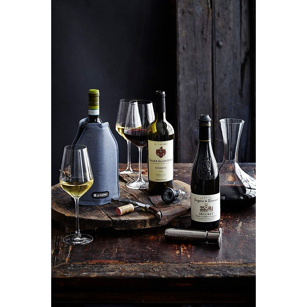 Le Creuset Wine Pump and 3 Stoppers, Cerise