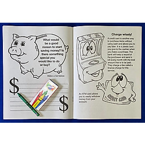 ZOCO - My Favorite Bank - Educational Coloring Books (25 Bulk Pack, with Crayons) - Banking Supplies - Games, Puzzles, Activities - Gifts for Kids