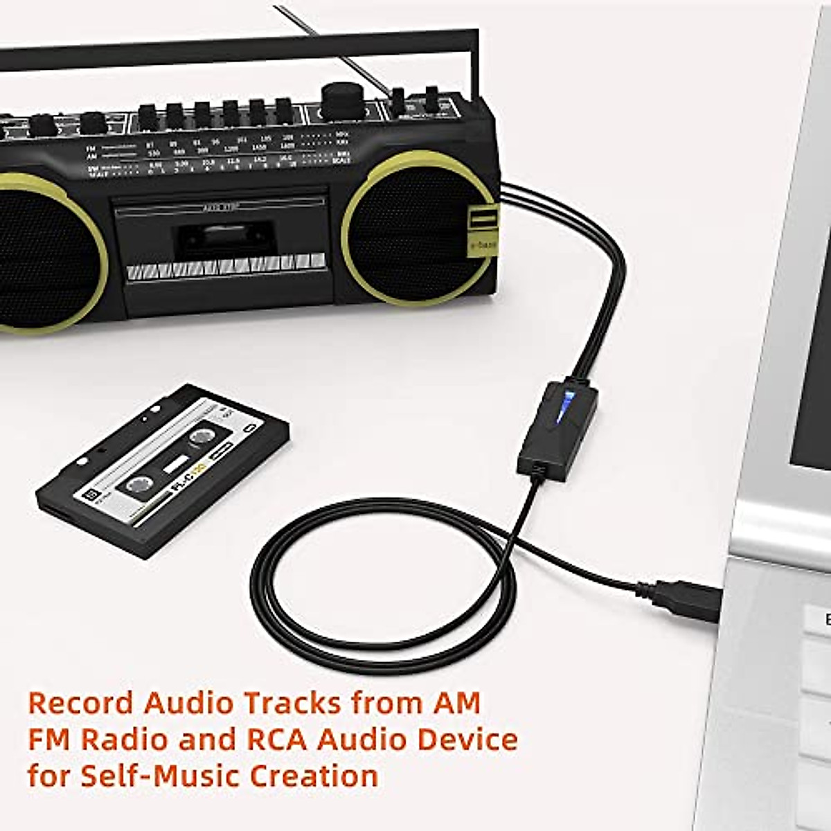 DriverGenius AV202-B USB2.0 Audio Capture/Grabber Card Device - Analog Cassette to Digital MP3 Converter - Compatible for Windows 11, macOS