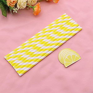 Cabilock Delicate 30pcs Hawaii Lemon Party Straws Fruit Paper Straws Party Supplies for Drinking