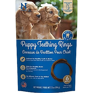N-Bone Puppy Teething Rings Peanut Butter Flavor Dog Treat, 6 Count Bag, 7.2-oz
