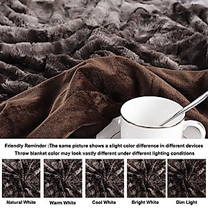PiccoCasa Soft Faux Fur Blanket Twin Size - Reversible Tie-dye Luxury Shaggy Throw Blanket for Sofa, Couch and Bed - Plush Fluffy Fleece Blankets As Gifts 60 x 78 Inch Brown