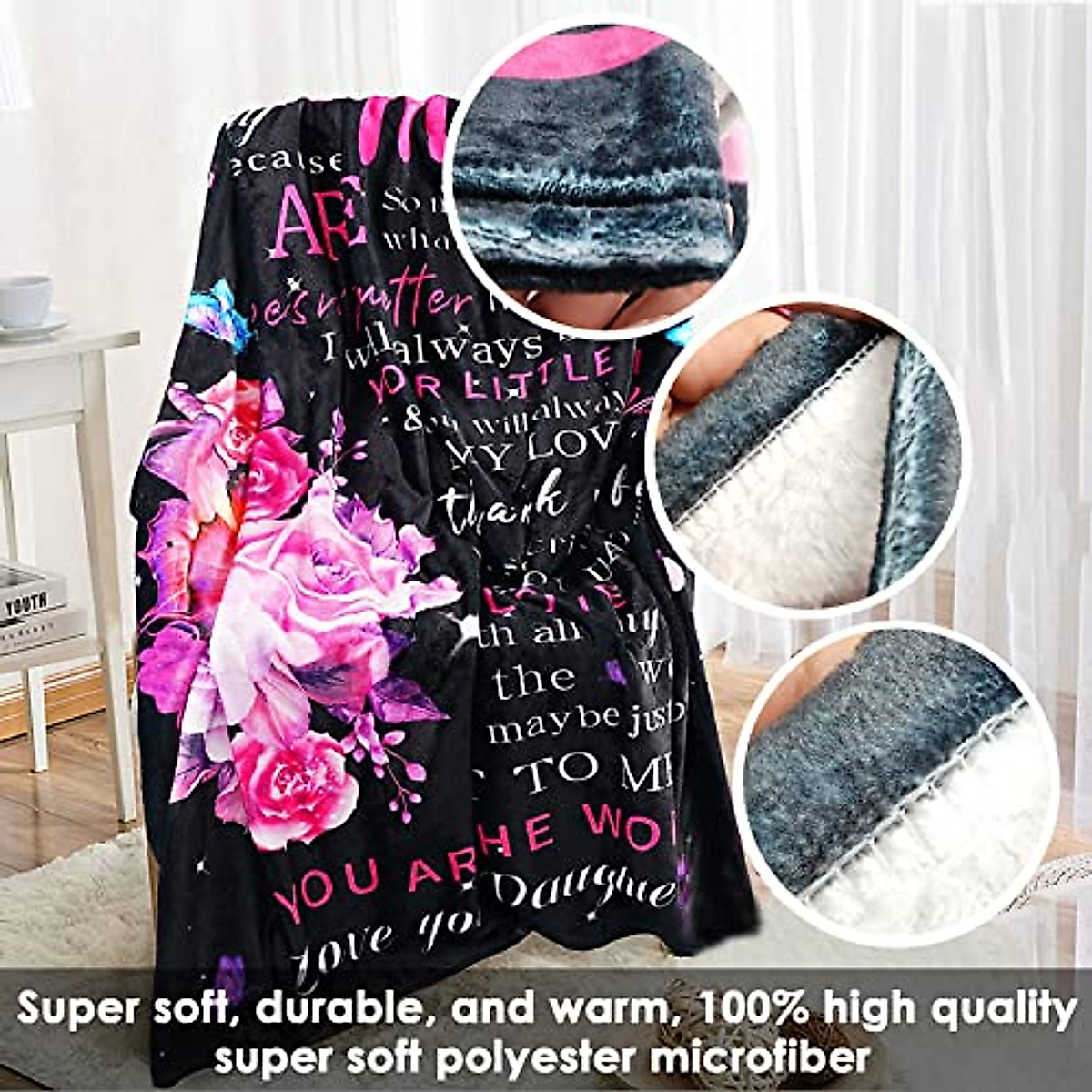 Aiishow Gifts Blanket for Mom Mother's Day, 59"x79" Cozy Flannel Throw Blankets, Rose Print Throw Blanket Gifts for Women, Unique Mother Gifts from Daughter or Son, Birthday, Mothers Day, Christmas