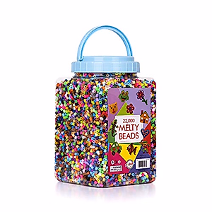Playkidz Fuse Beads, Bulk Assorted Multicolor Melty Beads for Kids Crafts, Big Bucket of 22000 pcs