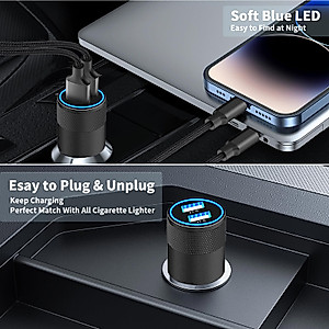 【MFi Certified】iPhone Fast Car Charger, Caiinei 4.8A Dual USB Power Car Charger Fast Charging Cigarette Lighter Adapter+6FT Coiled Lightning Cable for iPhone 14 13 12 11 Pro/XS Max/Mini/XR/X/8/SE/iPad