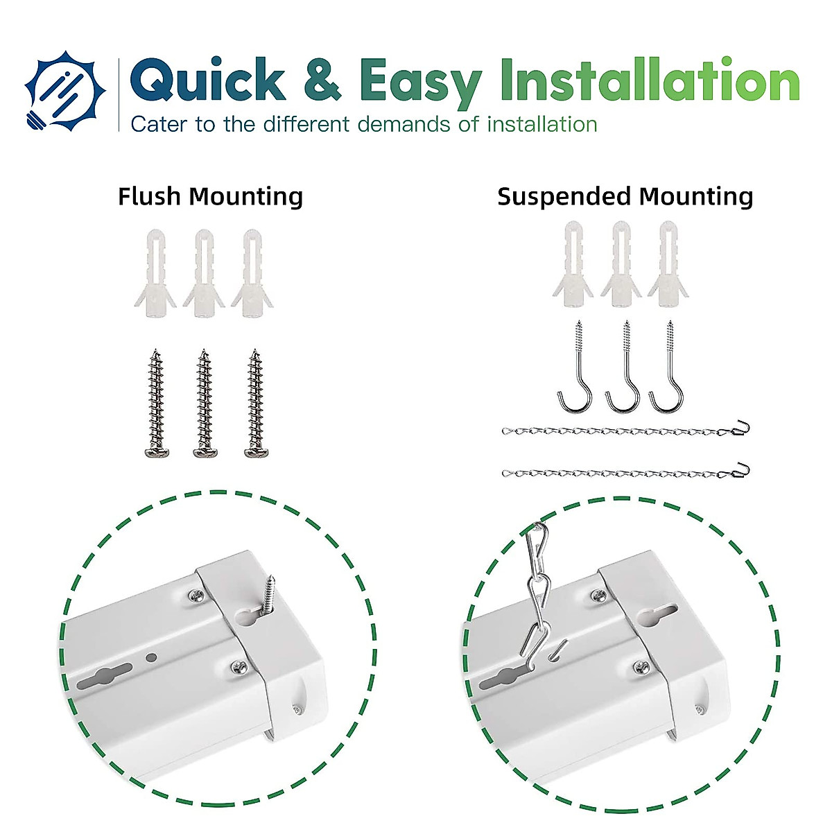 FREELICHT 6 Pack Linkable LED Utility Shop Light, 4000 LM, 4 FT, 48 Inch Integrated Fixture for Workshop, 40W Equivalent 260W, 5000K Daylight, Surface + Hanging Mount – ETL