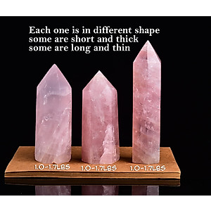 AMOYSTONE Rose Quartz Obelisk Tower Large Healing Crystal Wand Point 6 Faceted Reiki Chakra Meditation Therapy Pink 1.1-1.7 LBS