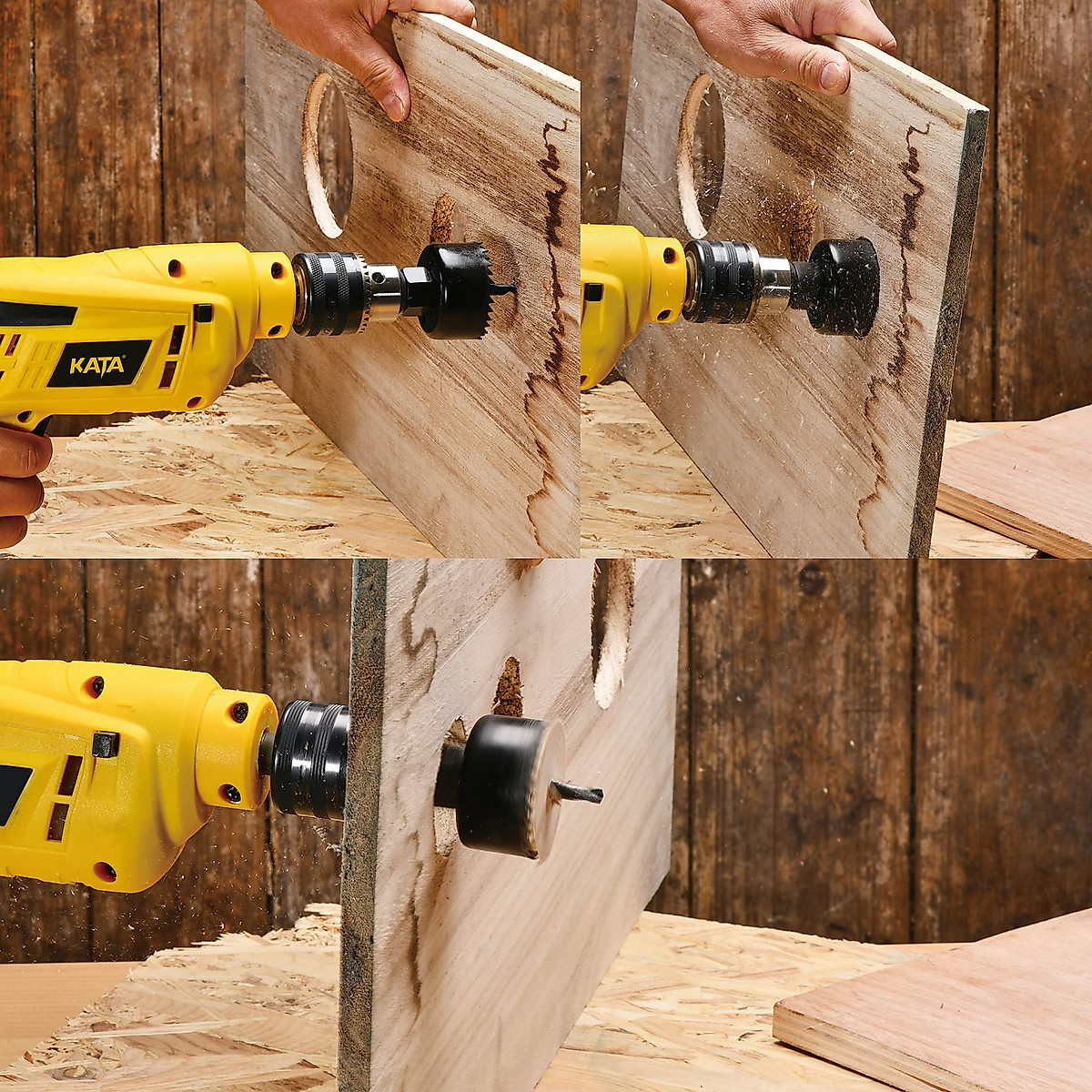 KATA 30PCS Multi-Function Wood Drill Bits Set Hole Saw Kit Set with 3/4"-6" Hole Saw, Countersink Drill Bits, Spade Drill Bits, Carbide Forstner Bits, Ideal for Soft Wood, Plywood, PVC