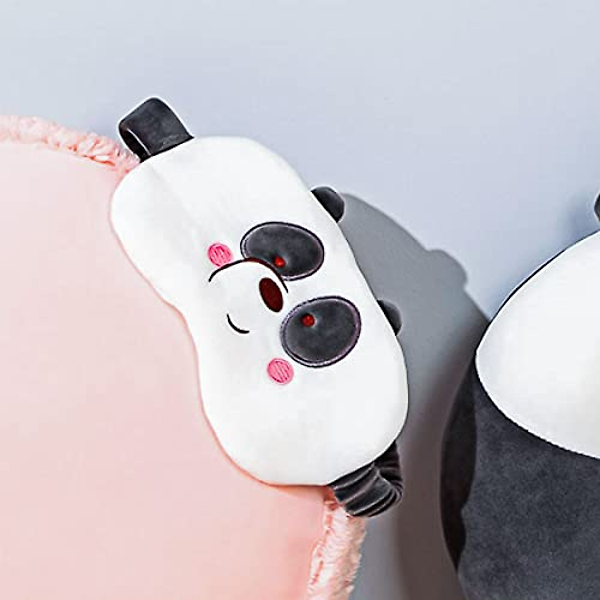MINISO Travel Neck Pillow with Eye Mask, We Bare Bears Memory Foam Neck Cartoon Pillow Valentine's Day Gift for Travelling, Sleeping, Airplane, Car, Home & Office(Panda)