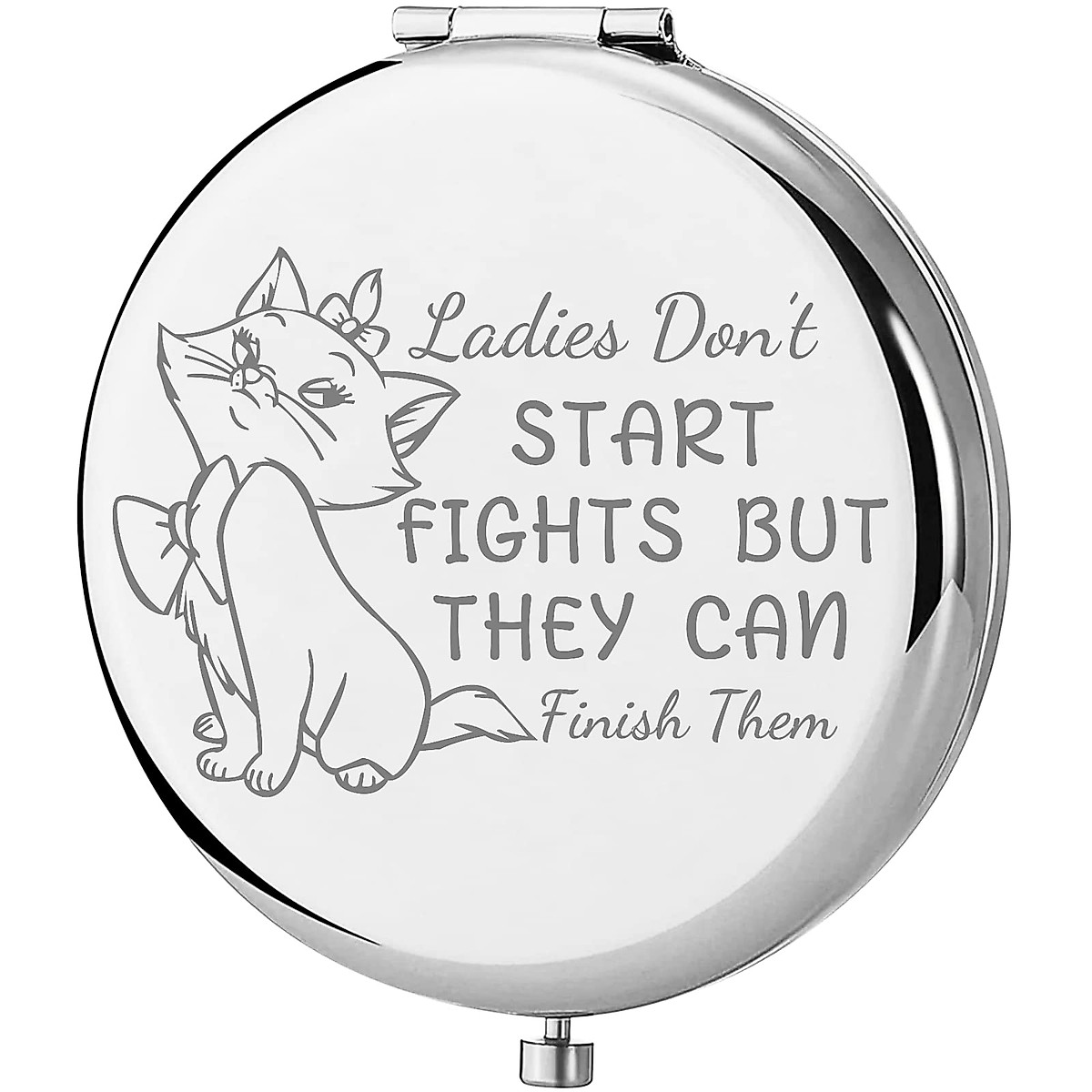 TGBJE Ladies Don’t Start Fights But They Can Finish Them Pocket Mirror Cartoon Cat Gift (Ladies Fights Mirror)