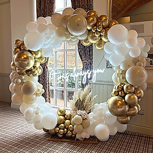 White Sand and Gold Balloons Arch Kit-141pcs Sand White Chrome Gold Netural Balloons for Boho Wedding Baby Shower Bridal Shower Engagement Birthday Party Decorations