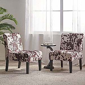 Christopher Knight Home Kassi Fabric Accent Chairs, 2-Pcs Set, Milk Cow