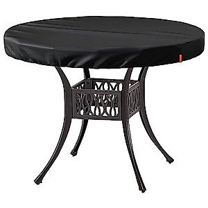 SoloToo Outdoor Round Table Cover,Waterproof Anti-UV Patio Round Table Top Covers,Fits Round Patio Furniture Up to 30" - 32" Diameter (Black)