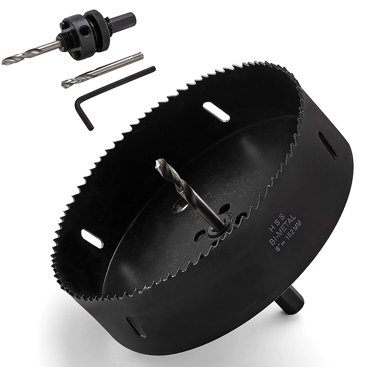 6 inch/152mm Hole Saw Heavy Duty Bi-Metal HSS Hole Saw for Cornhole Boards, Plywood, Iron Board, Acrylic, Ducts, Ceiling Lights, Cinder Wall