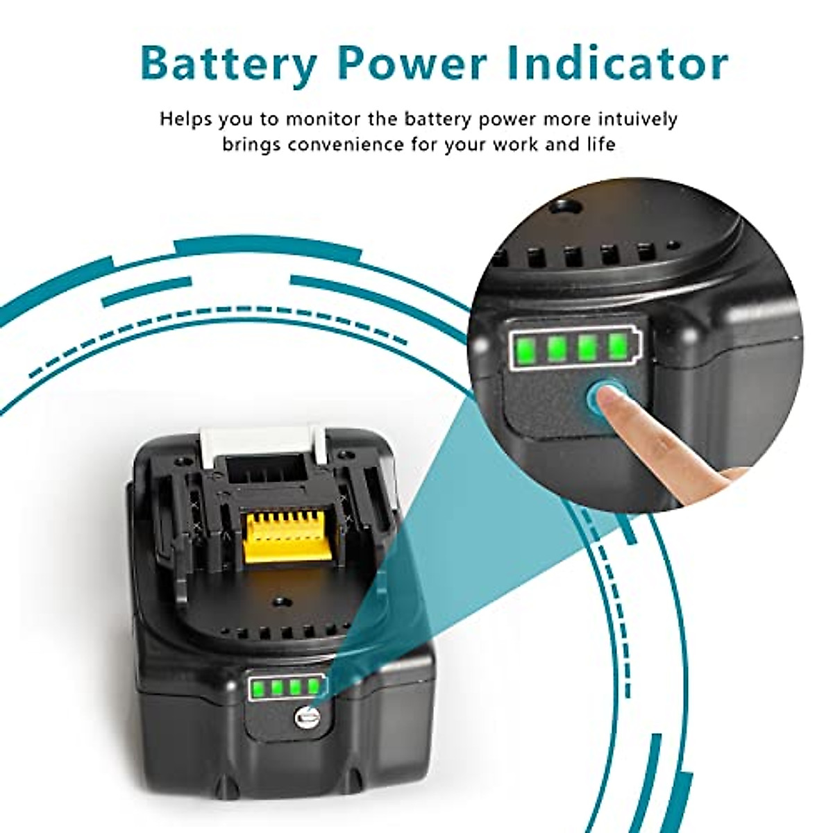 2Packs Upgraded 5.0Ah 18V BL1850B with LED Replacement Lithium-ion Battery Compatible with Makita 18 Volt Battery for Compatible Makita 18V Lithium-Ion Cordless Power Tools