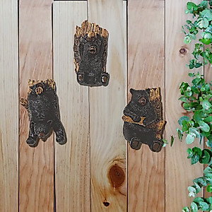 BestGiftEver Black Bear Coat Hooks - Playful Black Bear on Branch Wall Hooks Set of 3 - Rustic Towel Holder, Coat Hanger Wall Mounted Decor for Cabin Lodge - Ideal for Nature and Hunting Enthusiasts