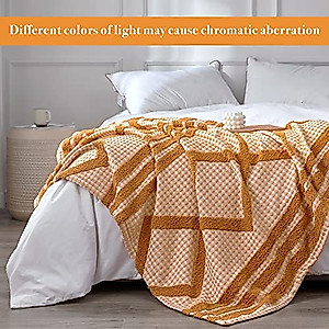 Amélie Home Tufted Woven Throw Blanket Bohemian Farmhouse Reversible Textured Geometric Rhombus Waffle Decorative Throw Blankets for Couch Sofa Bedroom Spring Indoor Outdoor(50'' x 60'', Burnt Orange)