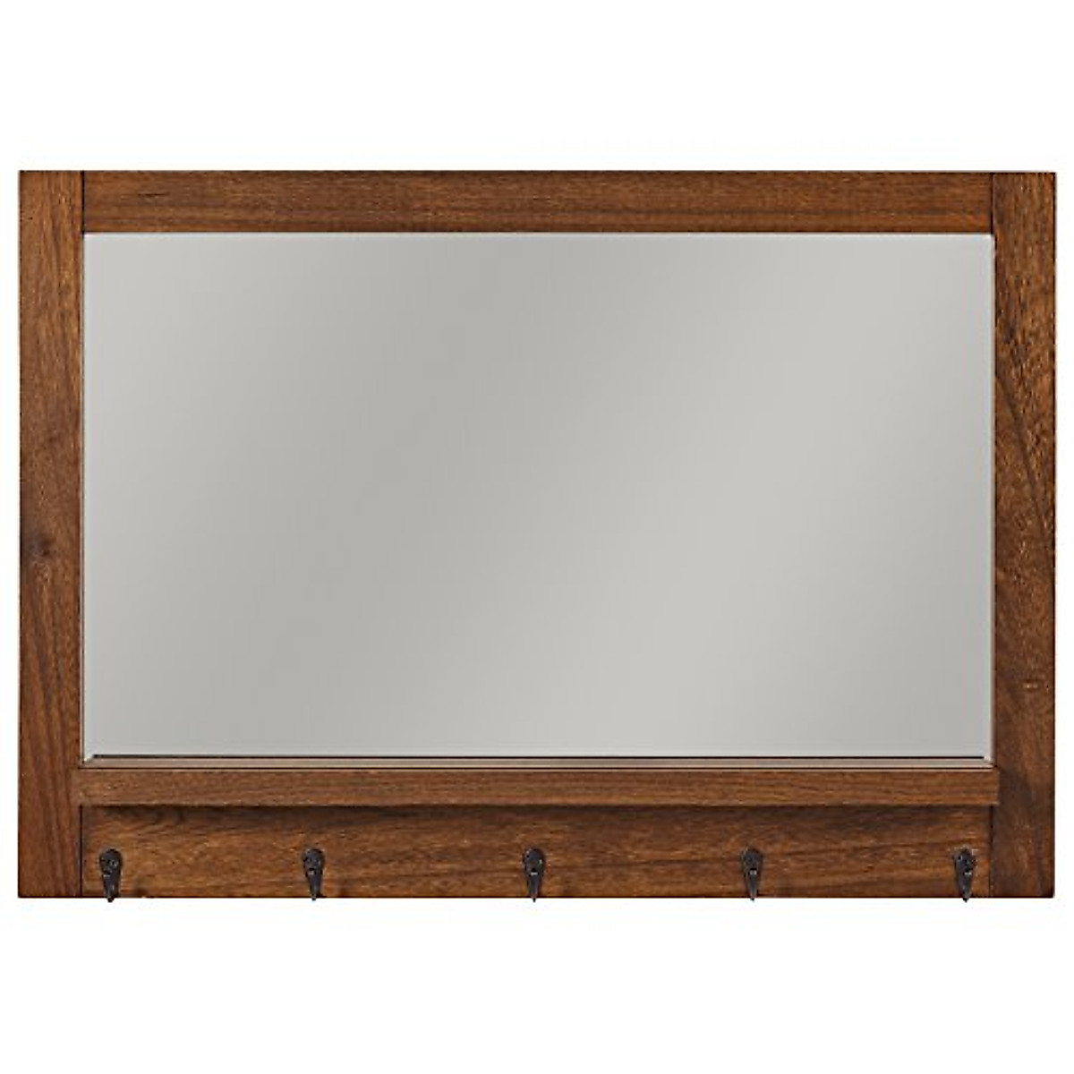 Amazon Brand – Stone & Beam Modern Wood Mirror, 30"H, Walnut And Black