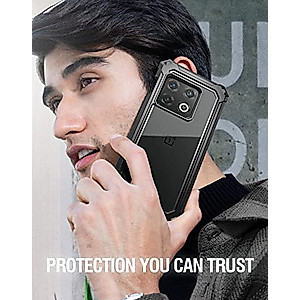 Poetic Guardian Case Designed for OnePlus 10 Pro 5G, Built-in Screen Protector Work with Fingerprint ID, Full Body Hybrid Shockproof Bumper Cover Case, Black/Clear