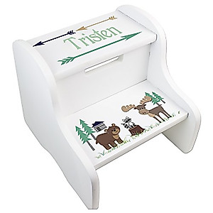 Personalized Boys Northwoods Animal White Step Stool