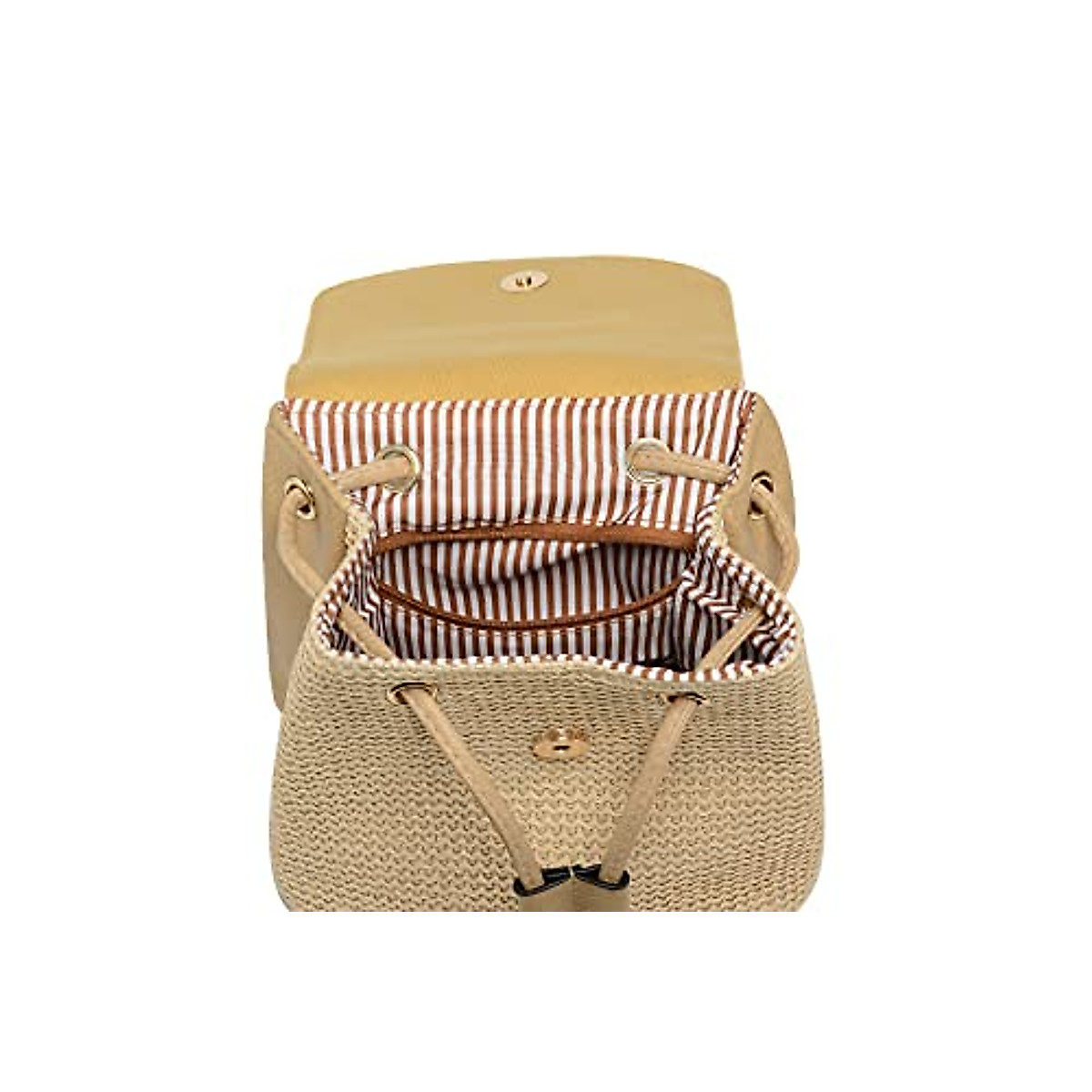 Brand: SEVEVN This is a cute and fashionable backpack woven in rattan that can also be carried by hand. (beige)