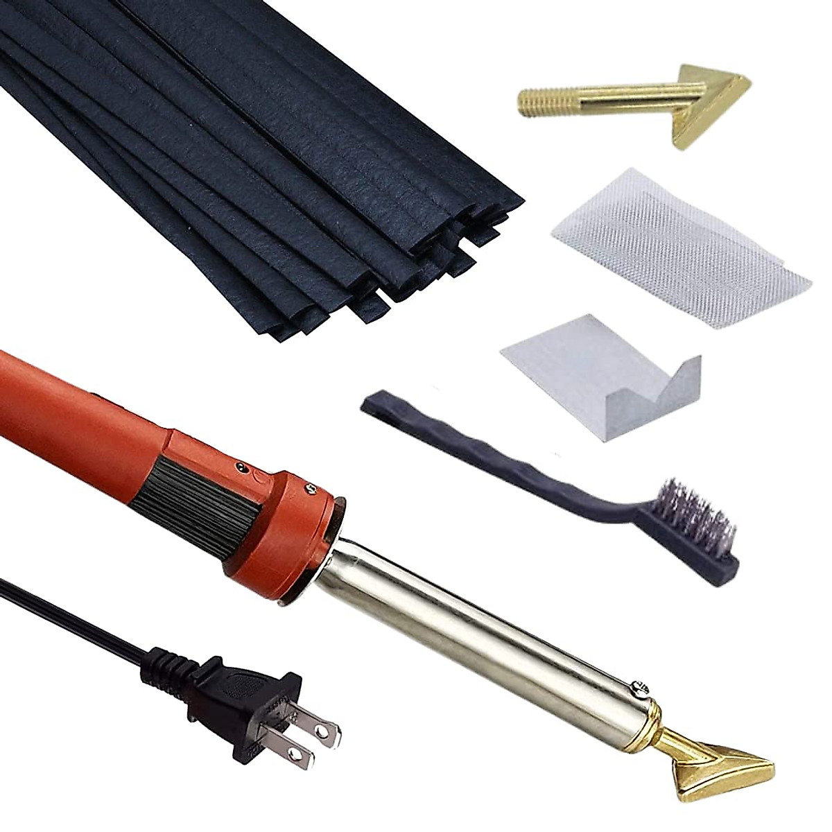 Massca Plastic Welding Kit with Plastic Welder, Rods, Reinforcing Mesh, Hot Iron Stand, and Wire Brush - Plastic Bumper Repair Kit DIY Arts, Crafts & Professional Surface Repair, Portable 80 Watt