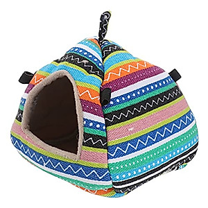POPETPOP Guinea Pig Bedding - Hedgehog Bedding Hamster Snuggle Sack Rat House Bed Winter Warm Fleece Pet Syrian Hamster Chinchilla Bed Cage Nest Cuddle Cups - Mongolia Style, Size S