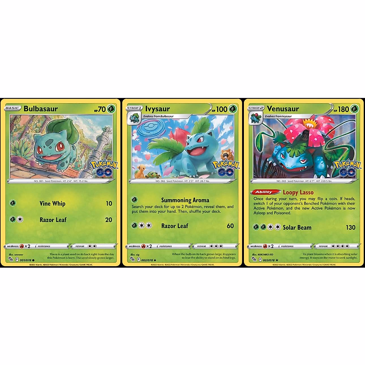 Venusaur 003/078 - Pokemon Go - Foil - Evolution Card Lot - Ivysaur Bulbasaur