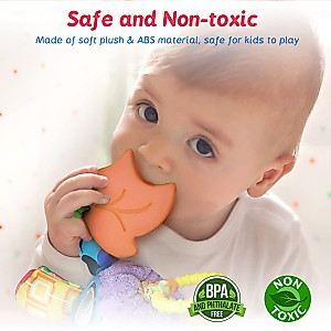 Car Seat Toys Baby Toy Infant Toy with Musical Box Stroller Toys Crib Toy Development Toy with Rattles Crinkle Teether Magic Mirror, Stroller Clip-On Carseat Cot Crib Bed Hanging Toy - Elephant