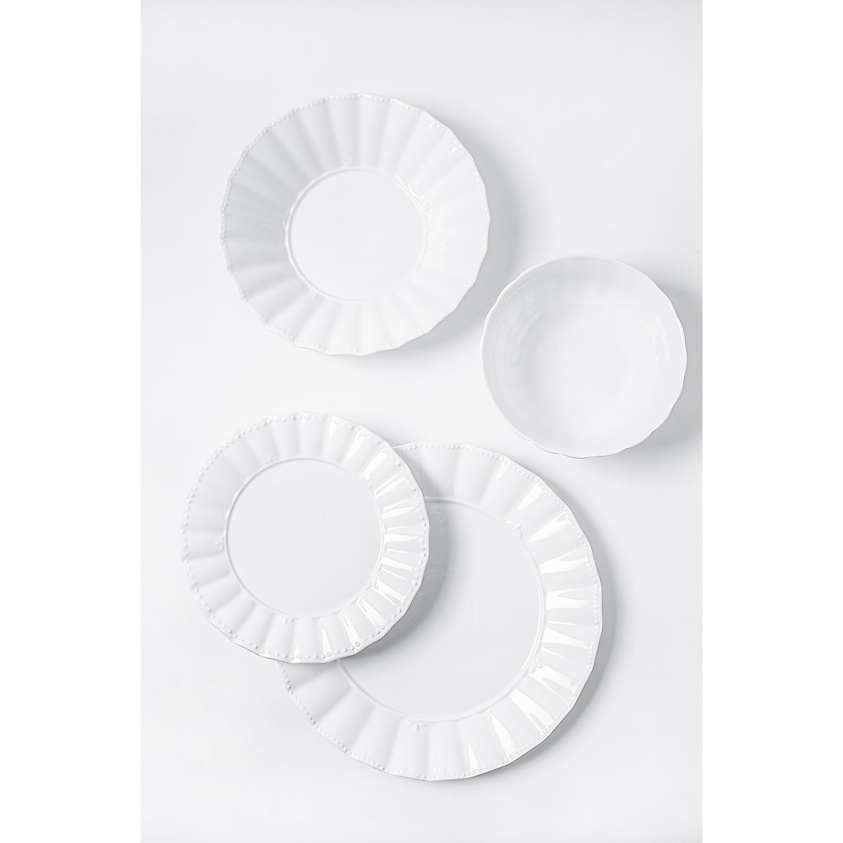 HOMBENE Plates and Bowls Sets, 12 Piece Dinnerware Sets Bone China, Porcelain Dinner Set with Cereal Bowls, Ceramic Soup Bowls, for Pasta, Salad, Gift Idea, Wavy Pattern