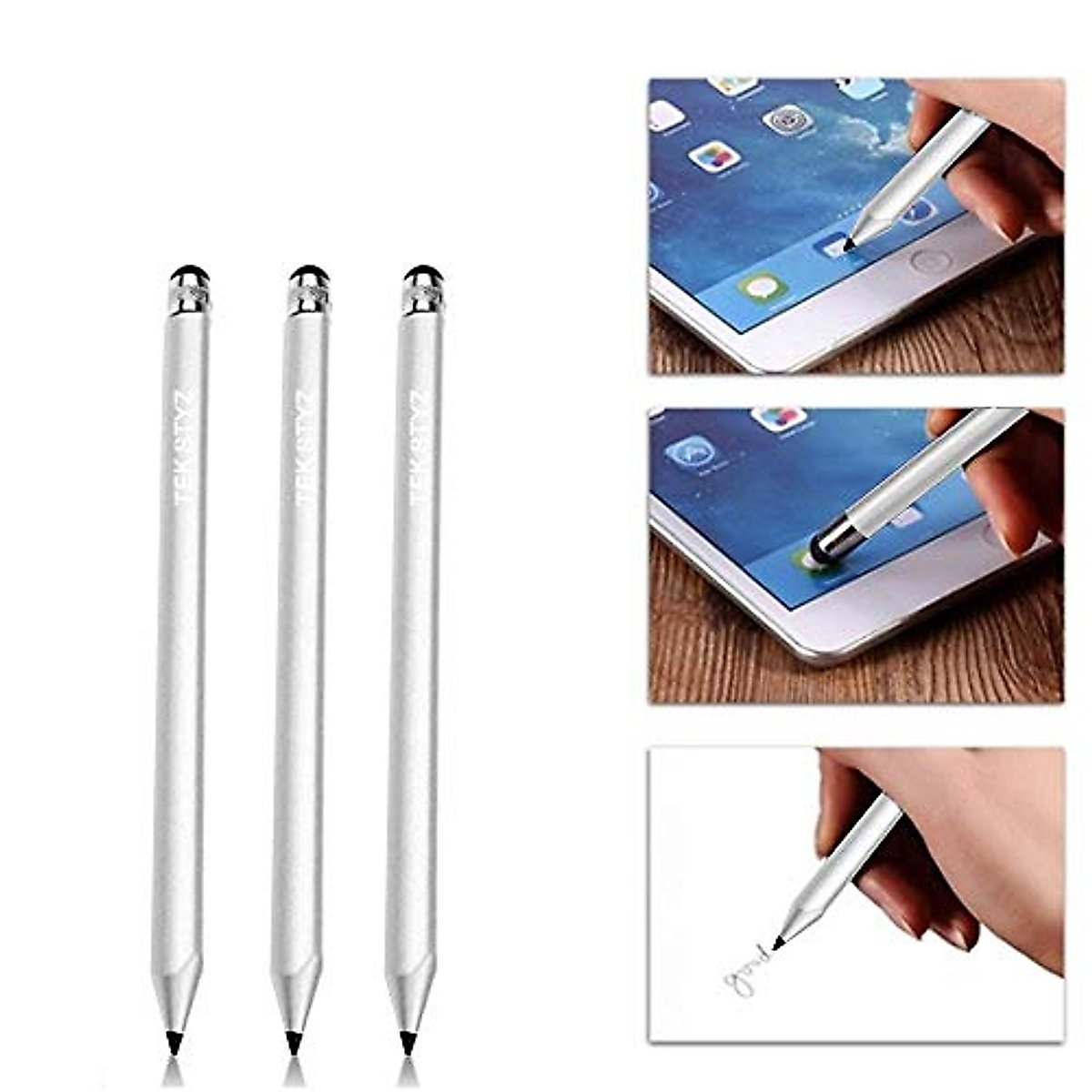 Tek Styz Pro Stylus Capacitive Pen Upgraded Works for Plantronics BackBeat FIT 3100 with Custom High Precision Touch Full Size 3 Pack! (Silver)