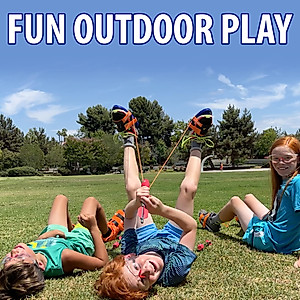 Funwares Sky Flight Launch Rocket for Kids, Giant Slingshot Catapults Whistling Foam Rockets Over 250 Feet, 100% Kid Powered Outdoor Fun