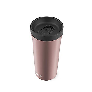 Ello Arabica Stainless Steel Powder Coat Coffee Tumbler with Sliding Leak Proof Lid, 14 oz, Rosegold