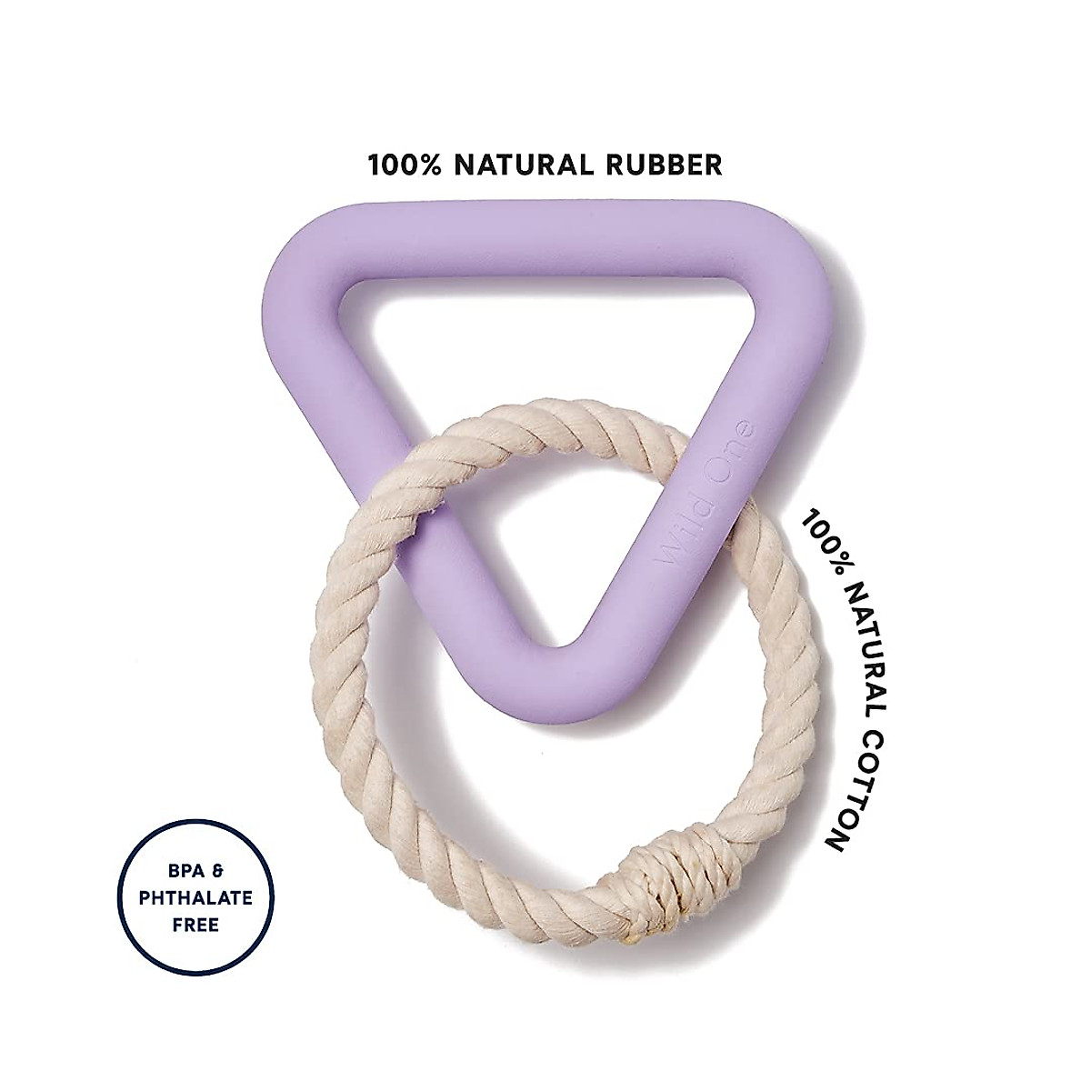 Wild One Small Triangle Tug Dog Toy for Small Breeds, Rope Toy, Durable Lilac