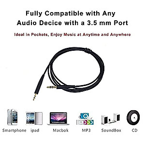 EARLA TEC Replacement Audio Cable Cord, Extension Wire 3.5mm to 2.5mm for Bose QuietComfort QC45 QC35II QC35 QC25 NC 700 Soundlink Soundtrue Headphones Black