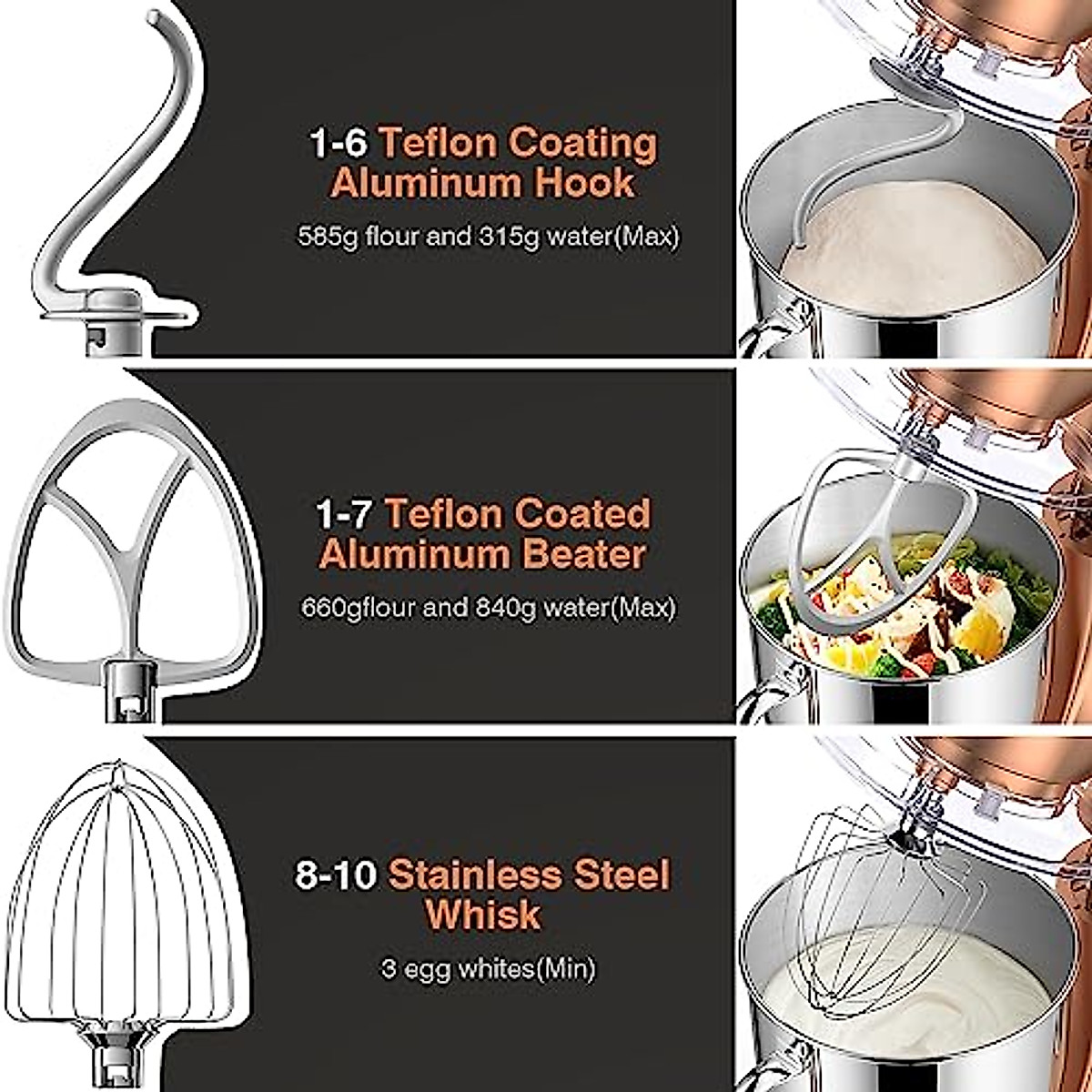 Mini Angel Stand Mixer,10-Speed Kitchen Electric Mixer,Tilt-Head Food Mixer with Dough Hook, Wire Whisk, Flat Beater, Stainless Steel Bowl (5.5QT, Yellow)