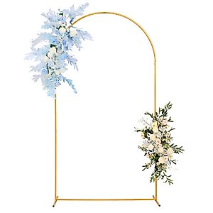 7.2Ft Wedding Arch Backdrop Stand Square Gold Metal for Ceremony Birthday,Party,Friends Gathering,Christmas,Garden Decoration