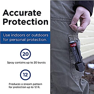 Mace Brand KeyGuard Mini Pepper Spray, Black – Accurate 5’ Powerful Pepper Spray Keychain for Women & Men – Refillable Mace Spray, Self Defense Flip-Top Safety Cap for Fast Access – Easy to Use