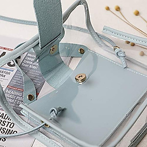 Womens PVC Mini Handbags Clear Cluth Purse Tote Bag Messenger Shoulder (Red)