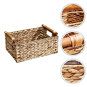 Alipis Hyacinth Handle Uncovered Holder * Remote Shelf Handled Baskets Brown Decorative Hand-Made Cm Storage Wicker Cube Hand- Hand-Woven with Pantry Lid Bins Living Rattan Woven