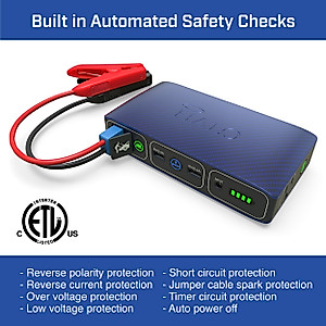 HALO Usb Bolt 58830 mWh Portable Phone Laptop Charger Car Jump Starter with AC Outlet and Car Charger - 120 Amps -Rose Gold